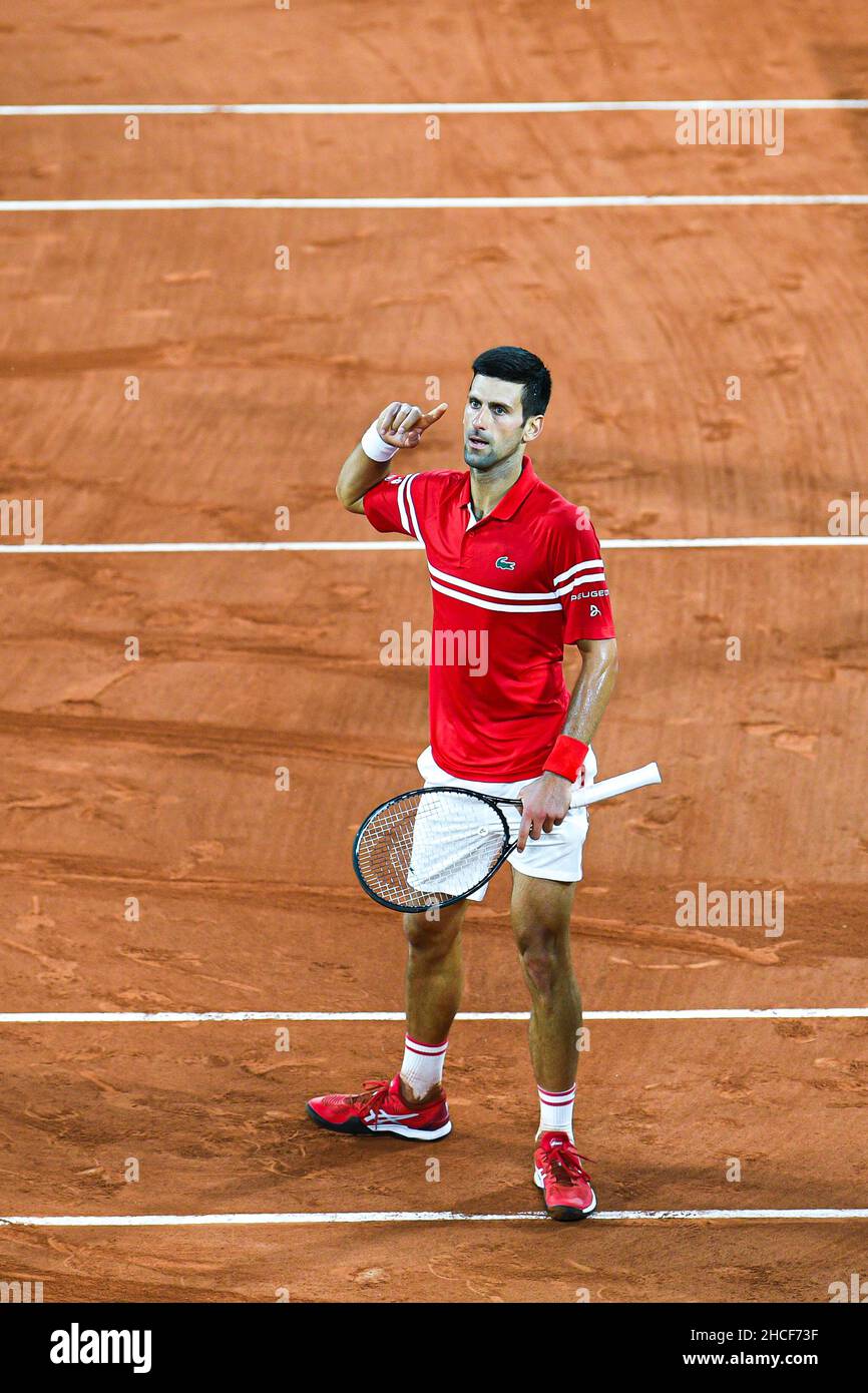 Novak Djokovic against Rafael Nadal during the semi-final of the Roland ...