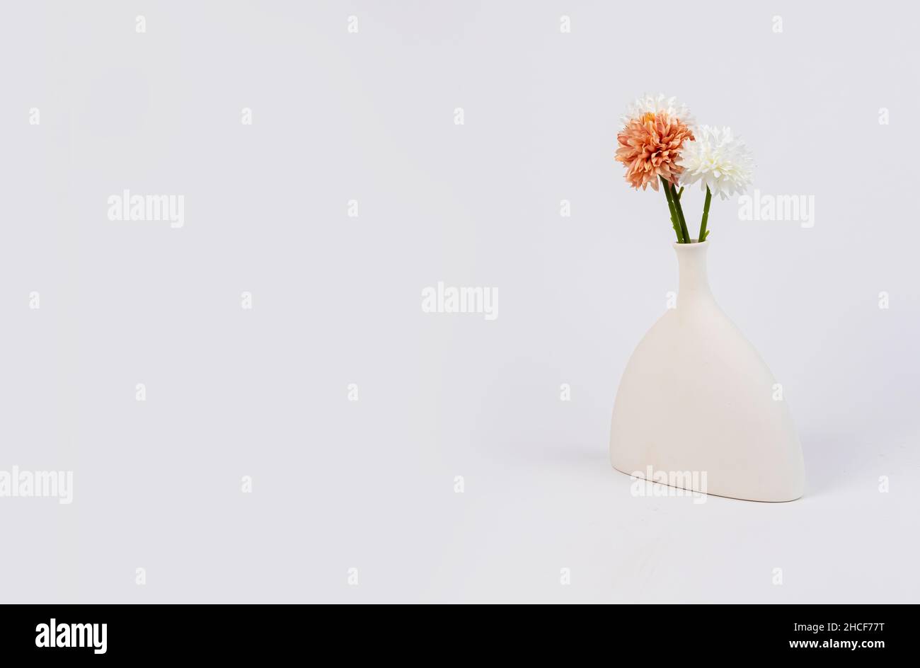 Flowers in vase. Modern posy, floral bouquet and copy space on ...