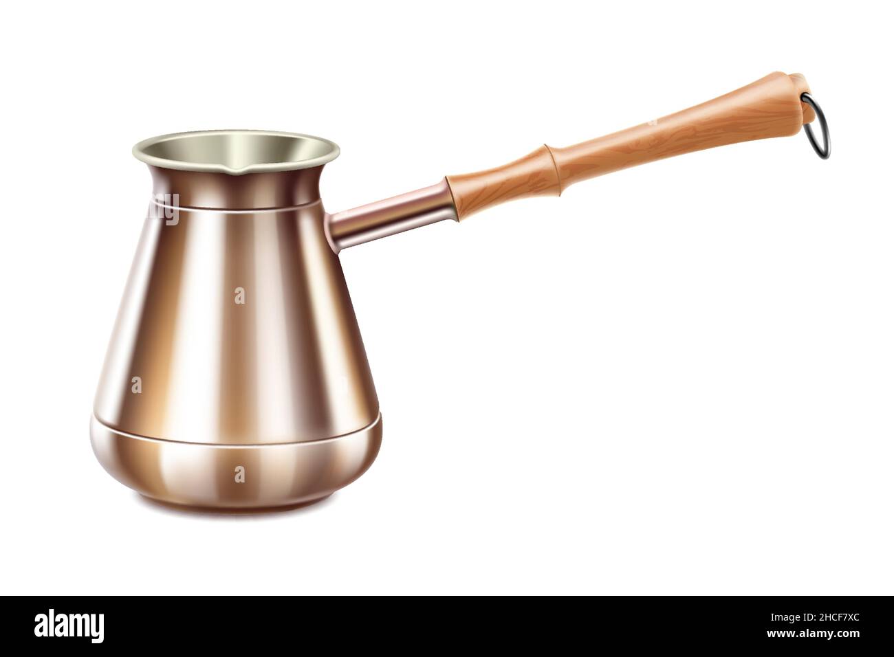Turkish Coffee pot with a wooden handle, Equipment for cooking aromatic ...