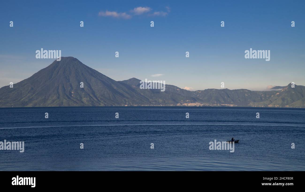 Beautiful view of the Atitlan Lake Atitlan near the Volcan San Pedro ...
