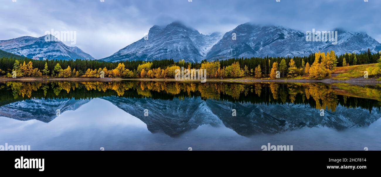Panoramic View of Mount Kidd and Surround Areas Reflecting in Wedge ...