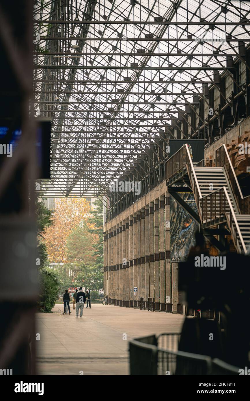 Vertical shot of the inside of a building with open entrance and a ...