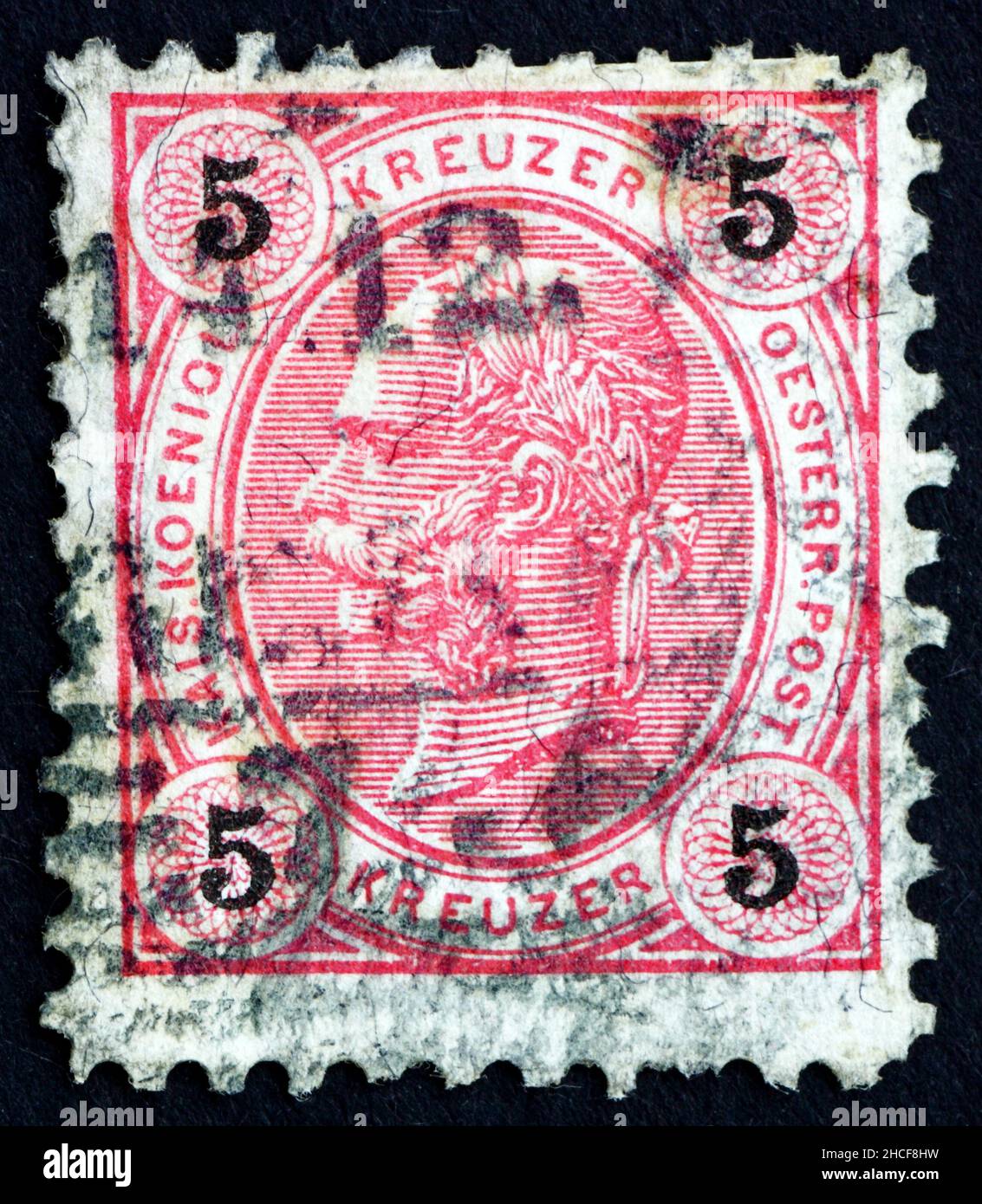 AUSTRIA - CIRCA 1890: a stamp printed in the Austria shows Franz Josef ...