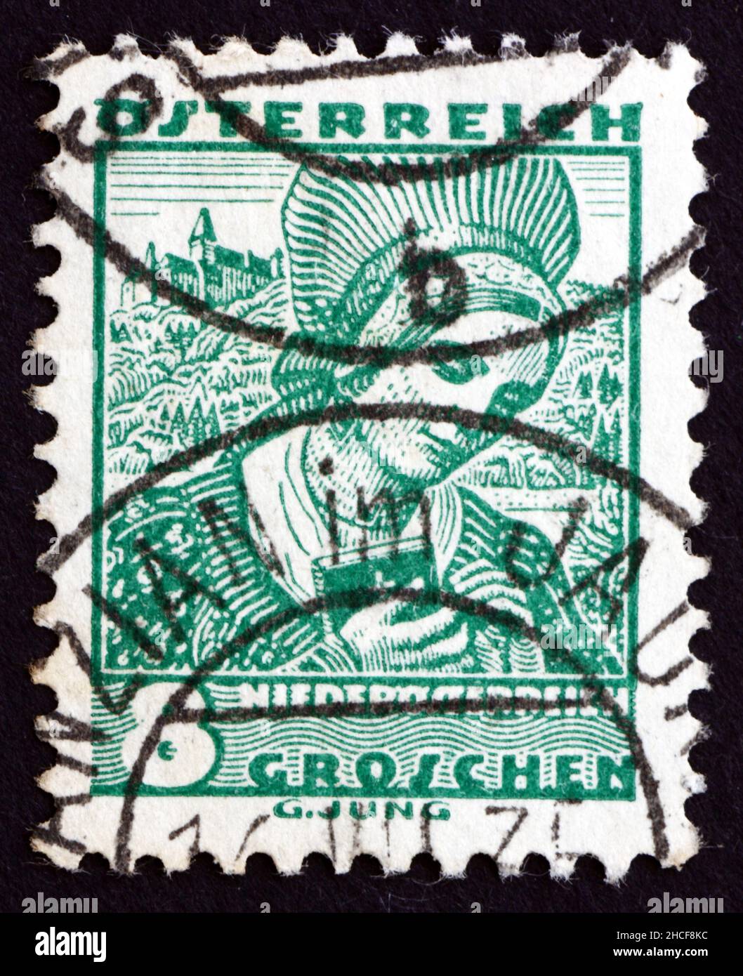 AUSTRIA - CIRCA 1934: a stamp printed in the Austria shows Woman from ...