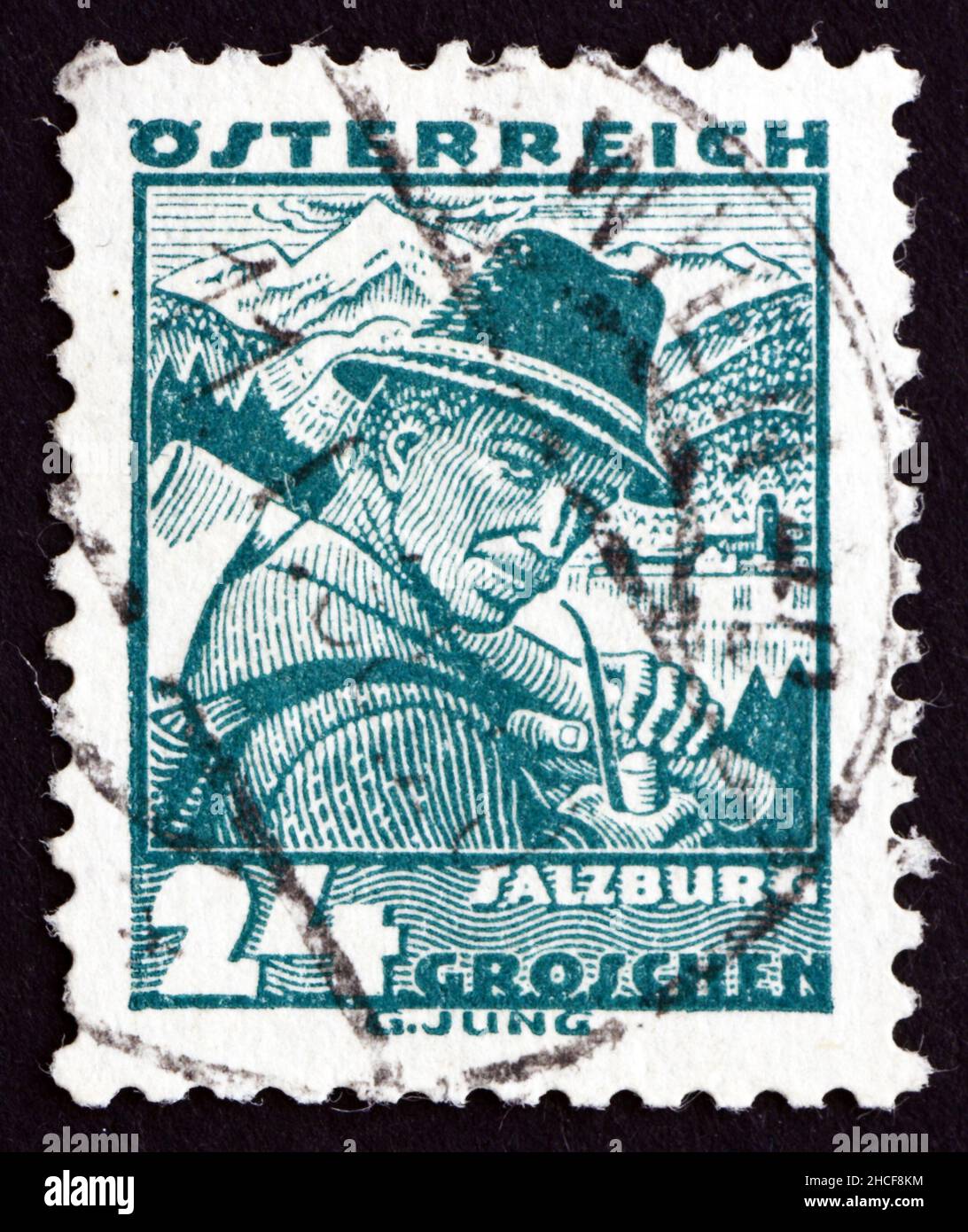 AUSTRIA - CIRCA 1934: a stamp printed in the Austria shows Man from ...