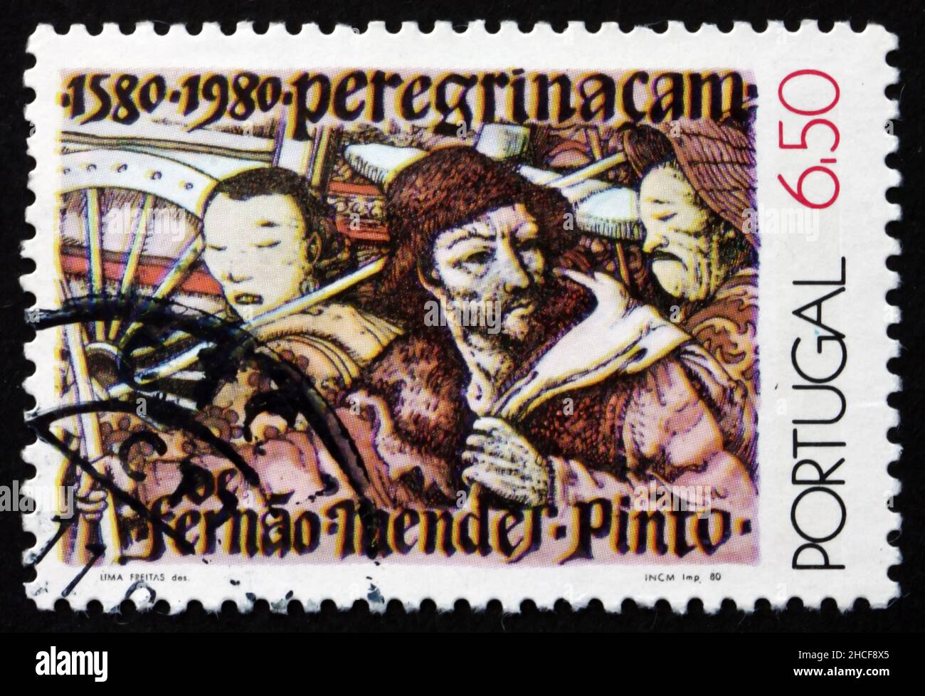PORTUGAL - CIRCA 1980: a stamp printed in the Portugal shows Mendes ...