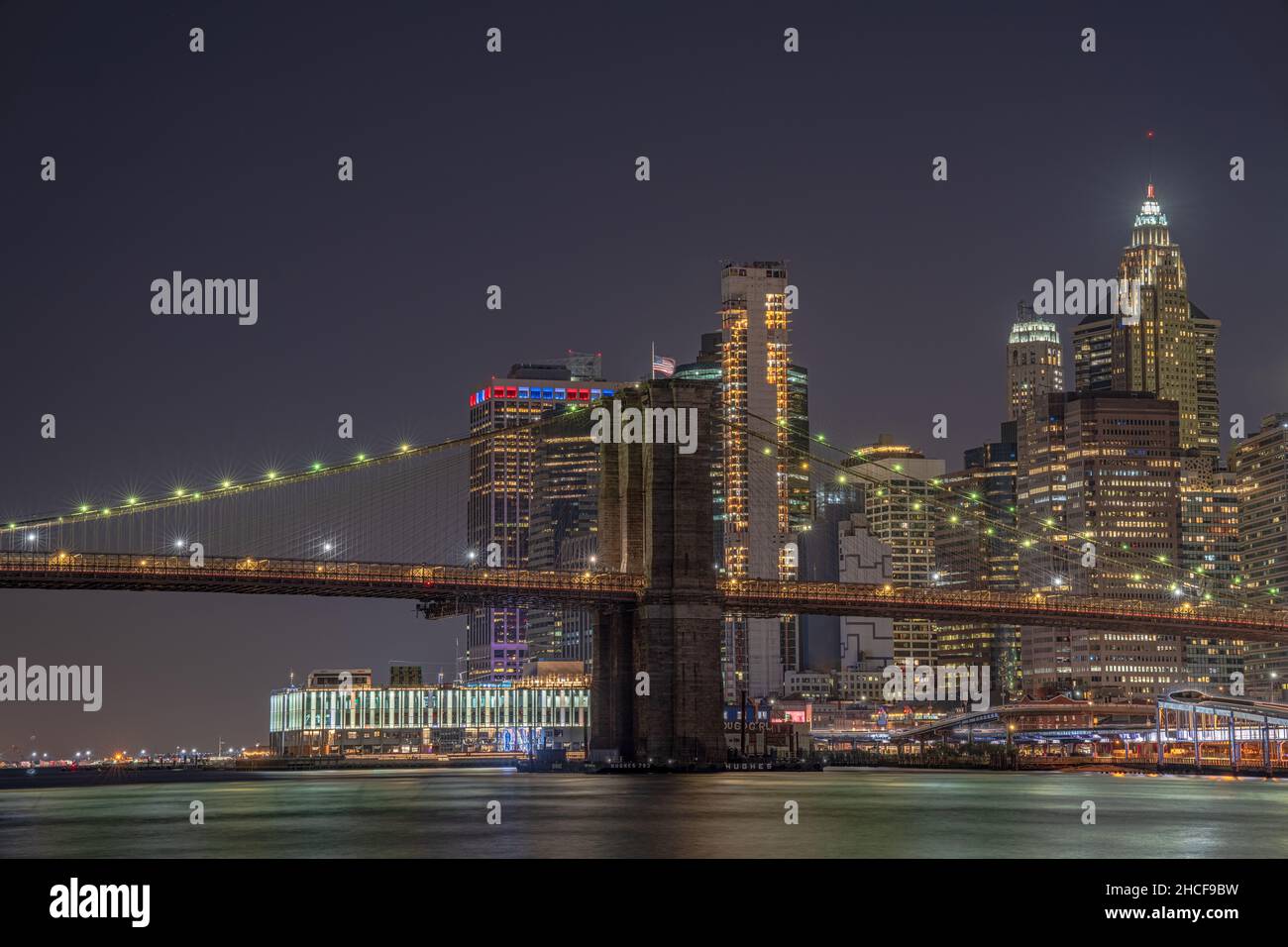 Scenic view of the Brooklyn Bridge from Dumbo view in New York, United ...