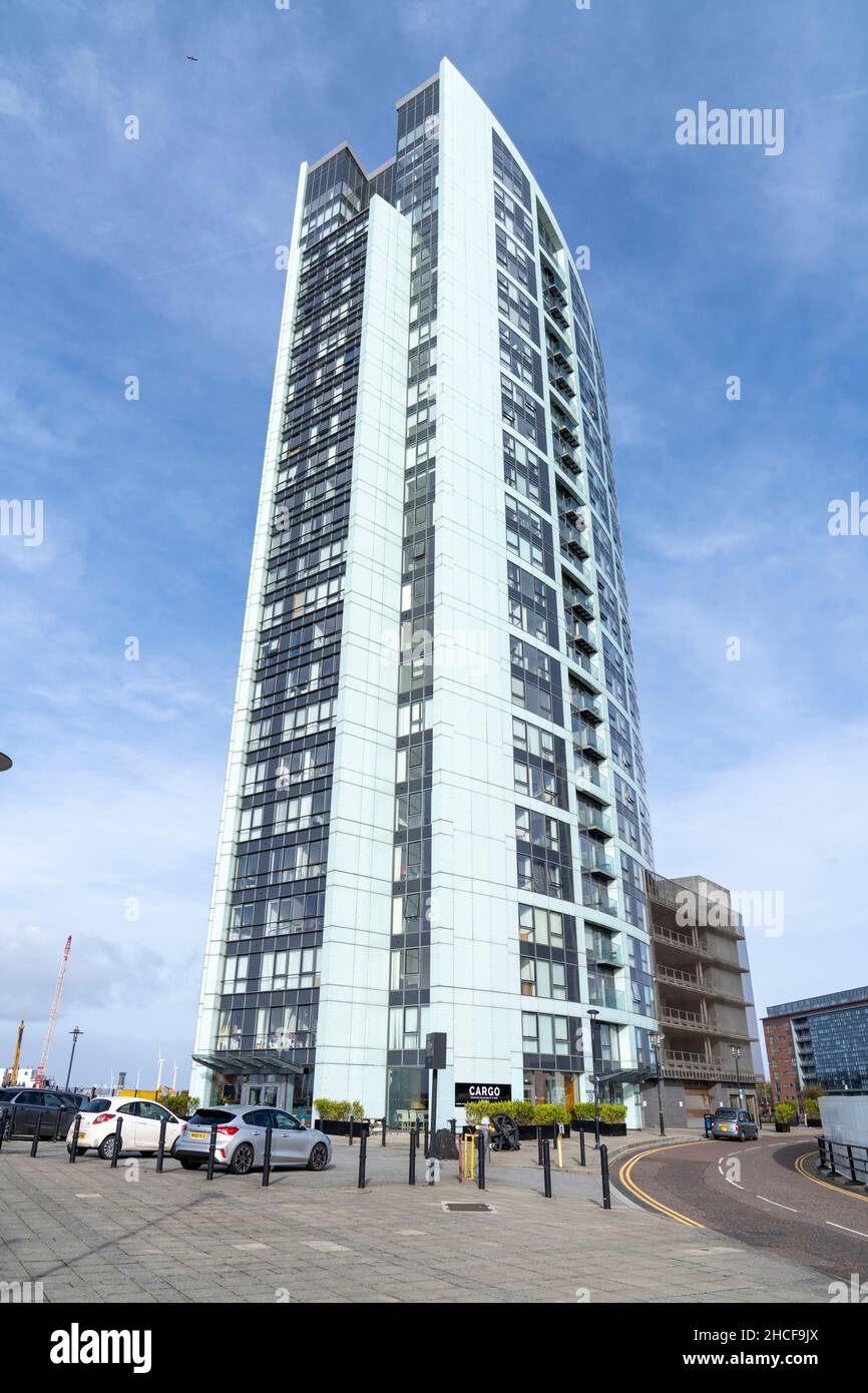 Low angle vertical shot of the office blocks with panoramic windows in ...