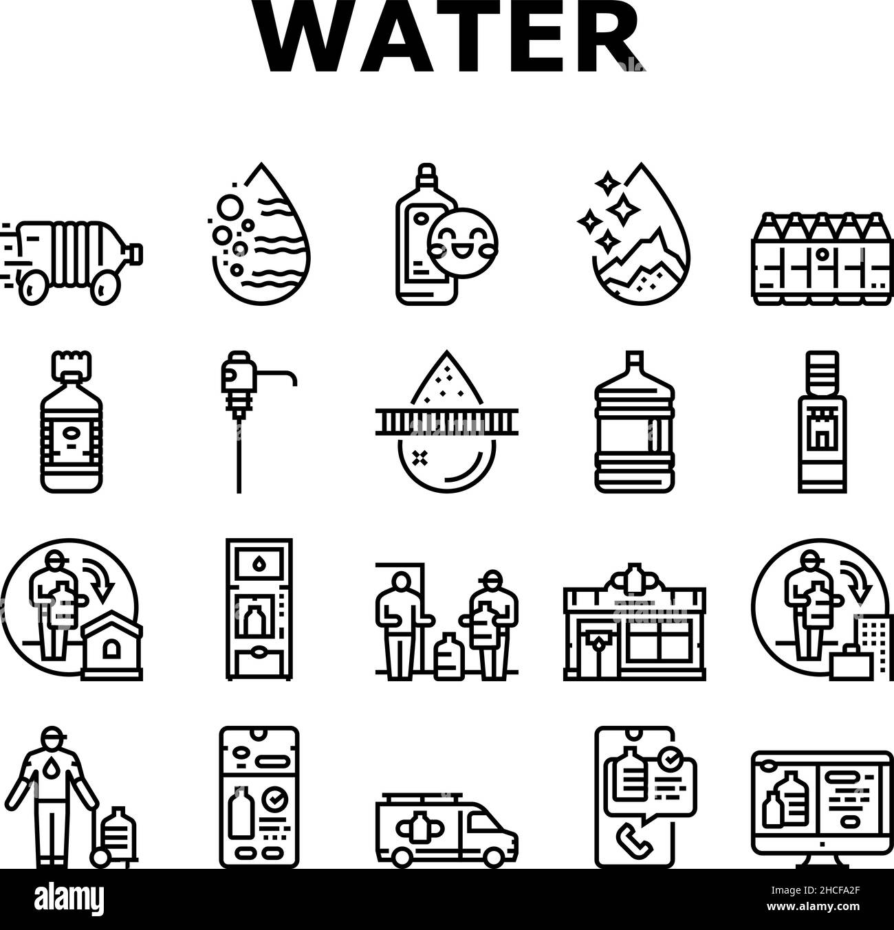 Water delivery delivering truck Black and White Stock Photos & Images ...