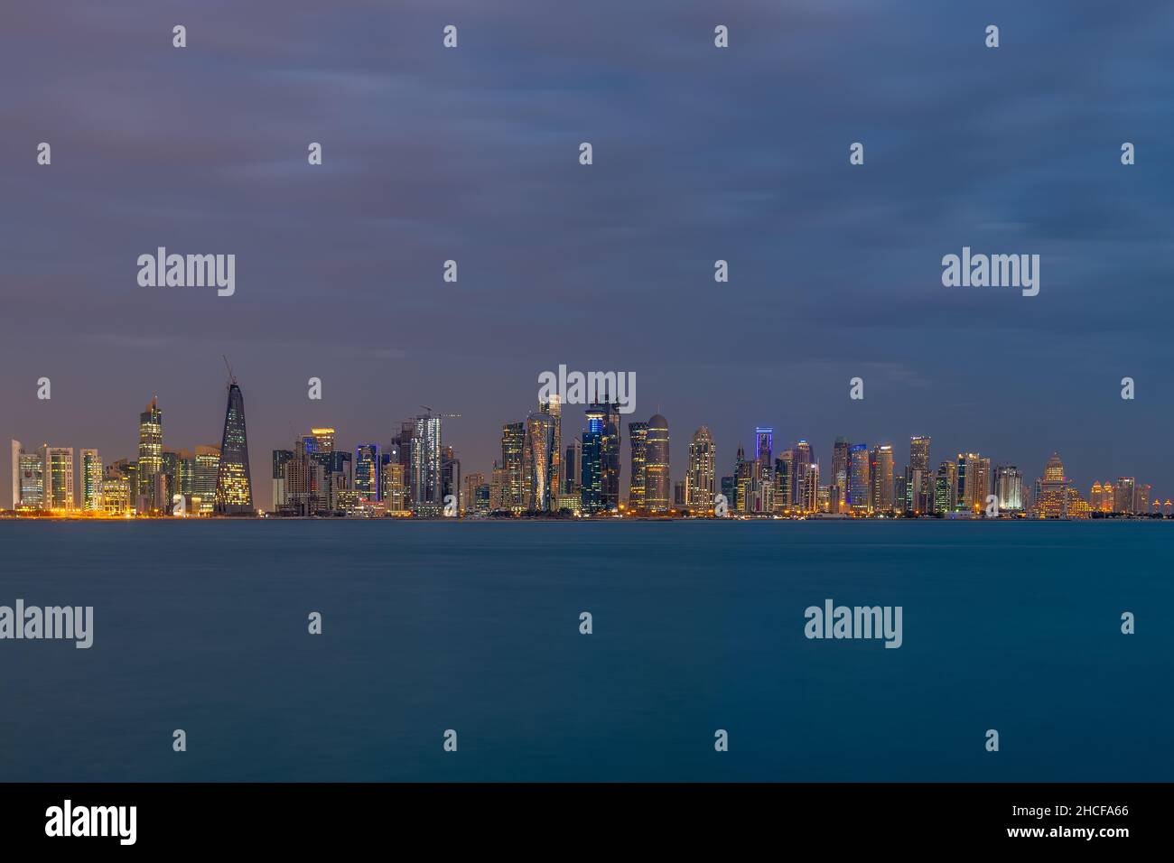Beautiful Sunset View of Doha Skyline Stock Photo - Alamy
