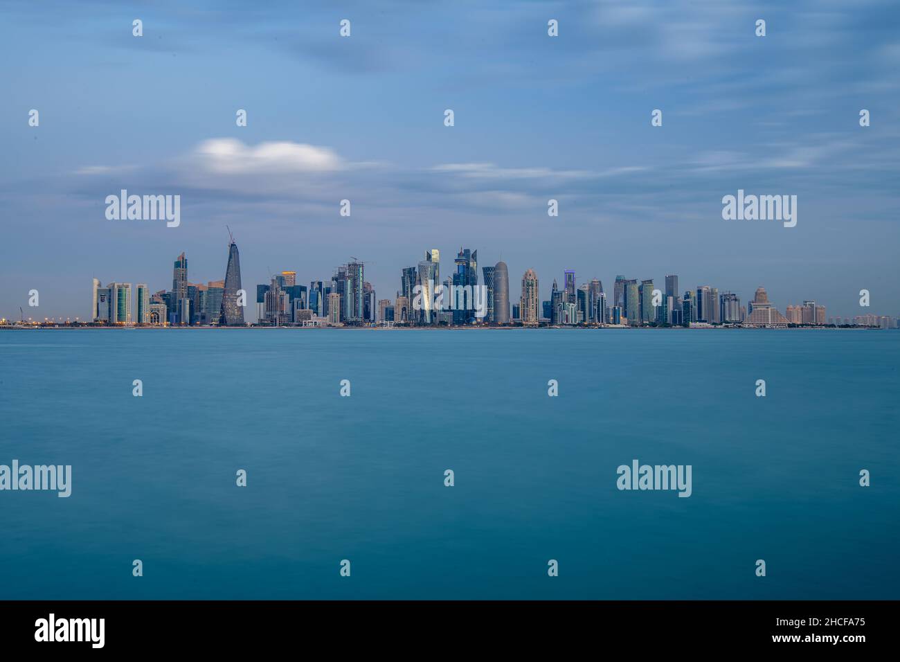 Beautiful Sunset View of Doha Skyline Stock Photo - Alamy