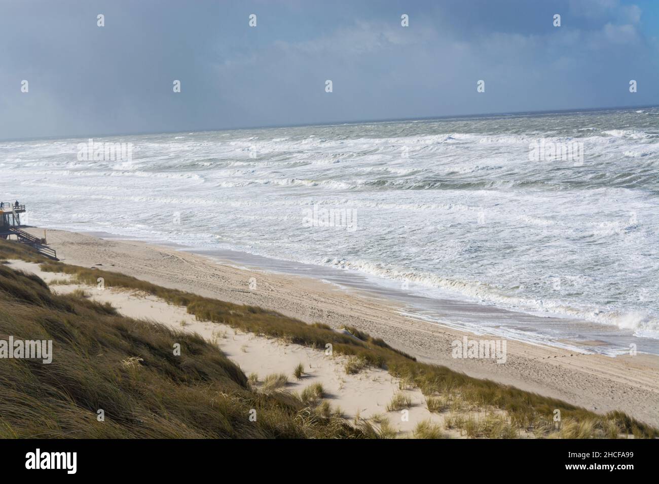 Coastal landscape of the island of Sylt after the storm surge Stock ...