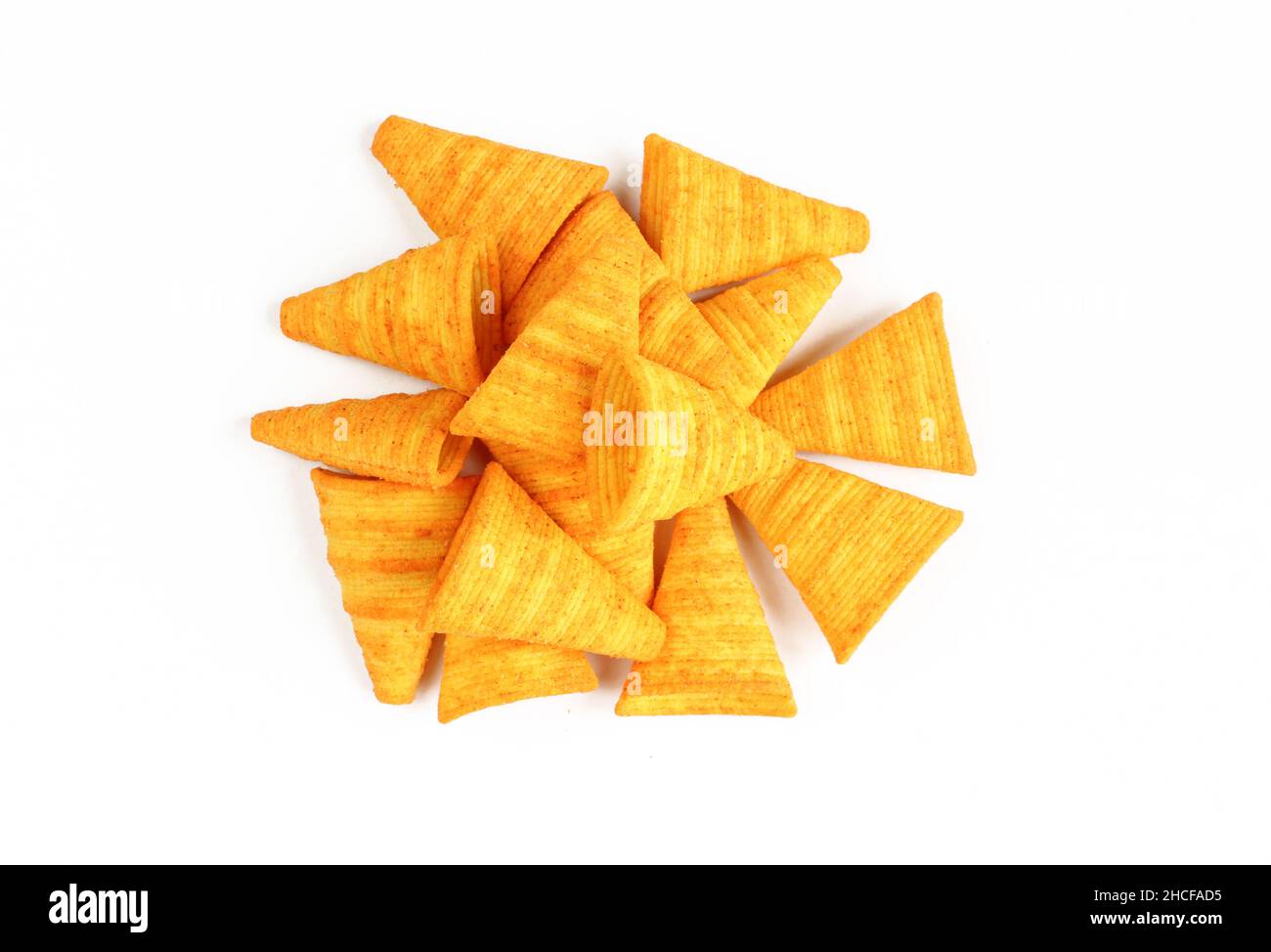 Portion of cone shaped snack isolated on white background. Tornado ...