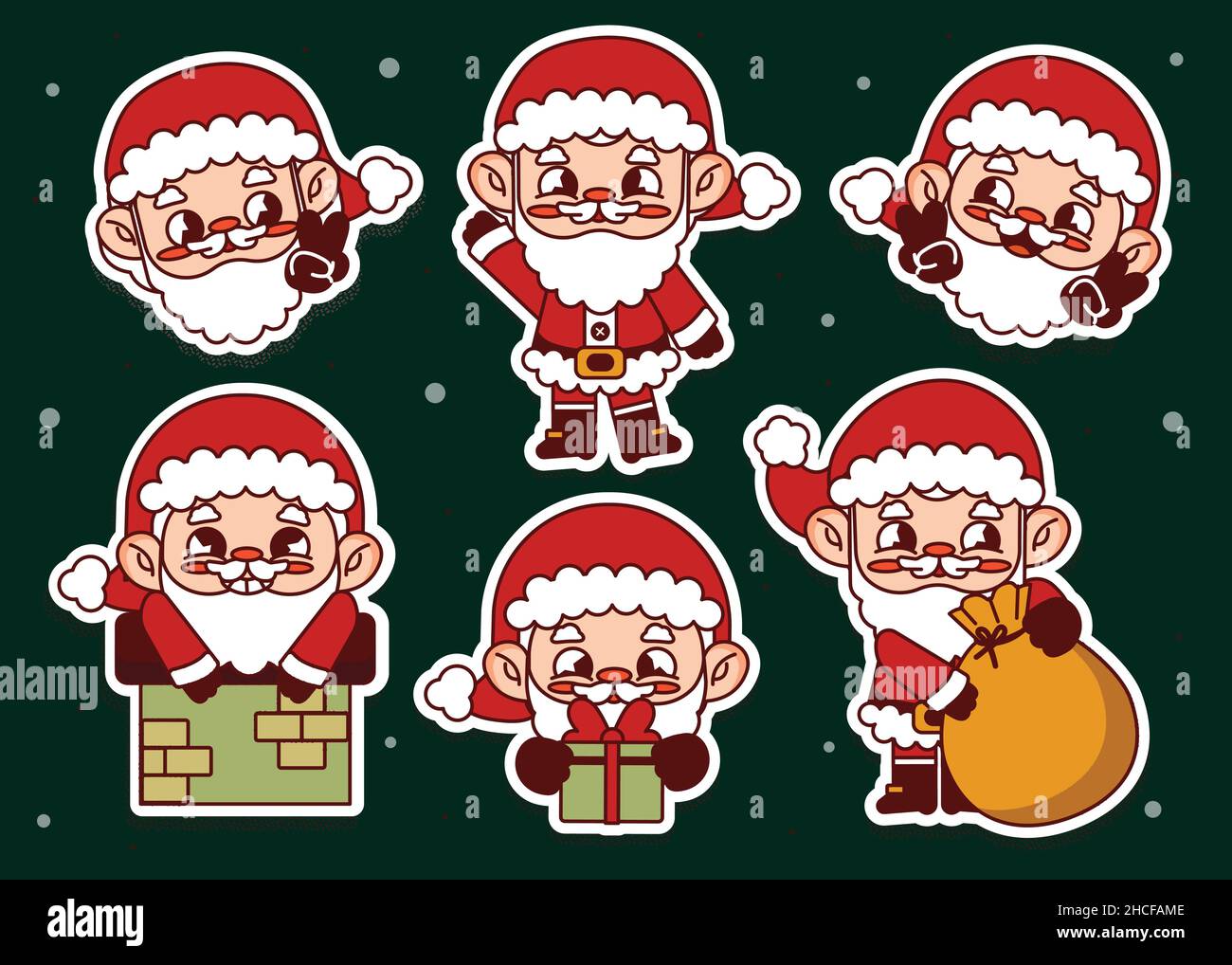 hand drawn flat santa claus characters collection abstract design ...