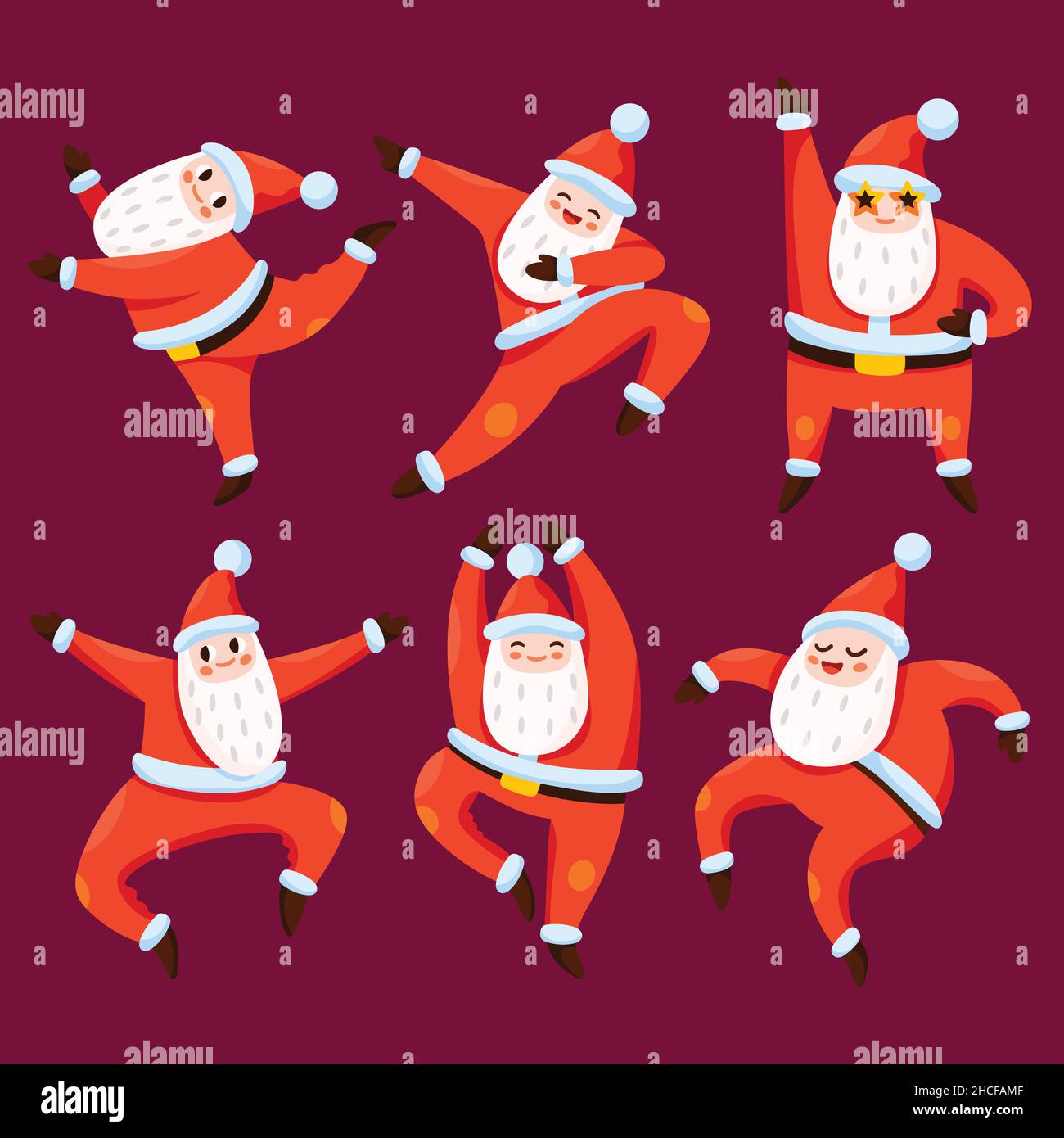 hand drawn flat santa claus characters collection abstract design ...