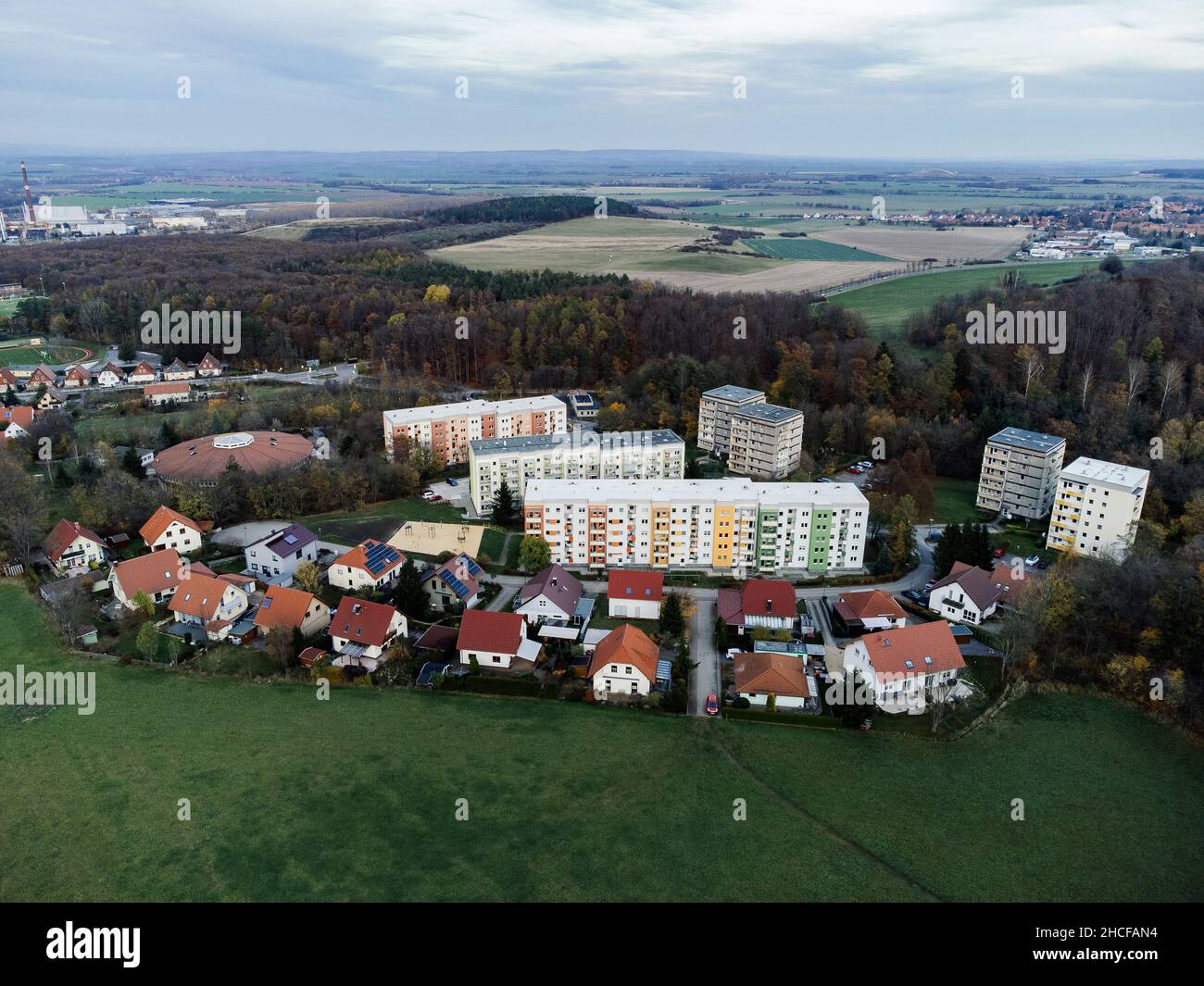 Drone shot of the Sonneberg town in Thuringia, Germany Stock Photo - Alamy