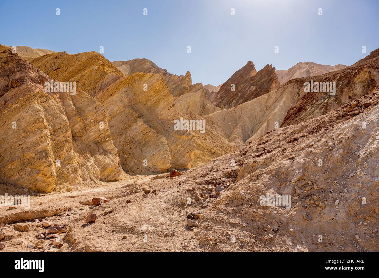 Sharp Edges of Badlands through Golden Canyon in Death Valley Stock ...