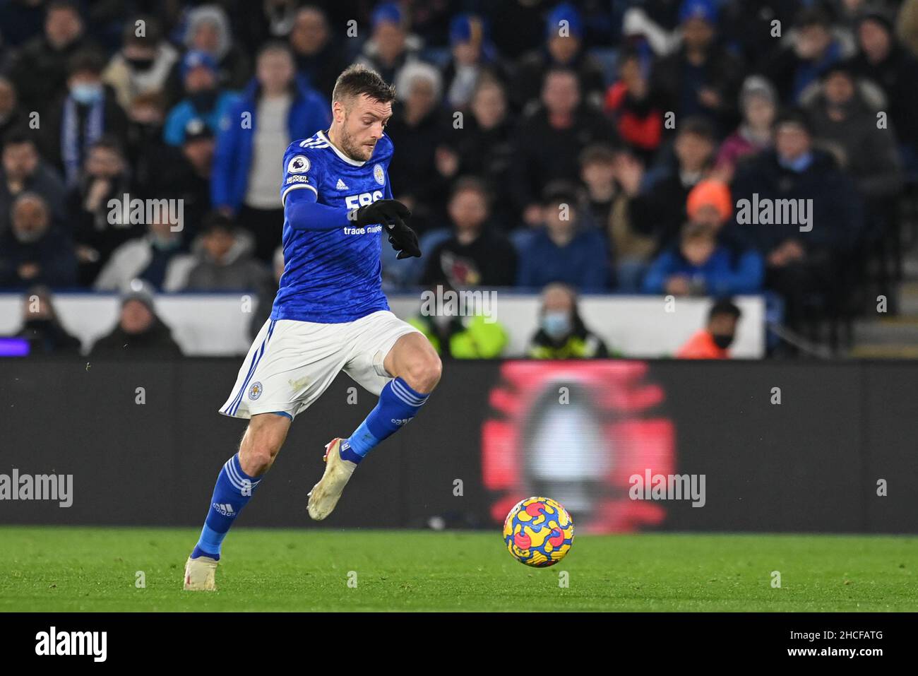 Jamie Vardy #9 of Leicester City breaks, given offside Stock Photo - Alamy