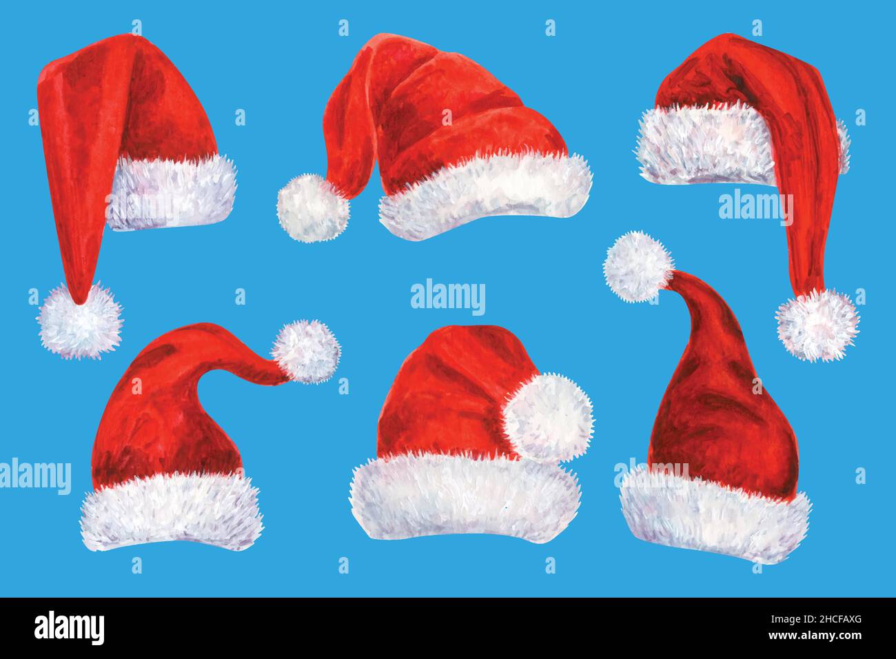 watercolor santa s hat collection abstract design vector illustration ...