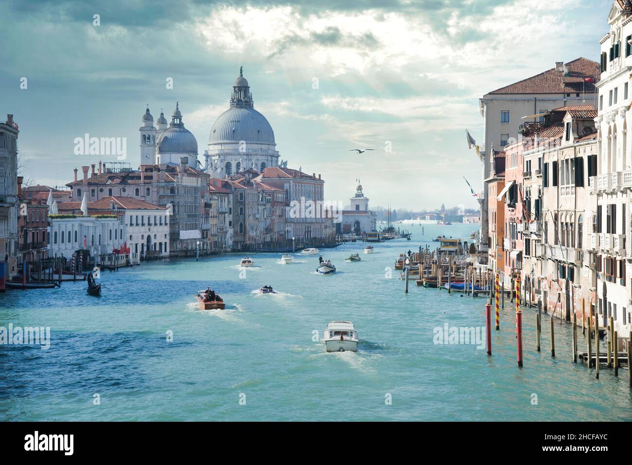Venice, Italy - February 2015: Gorgeous view of the Grand Canal and ...