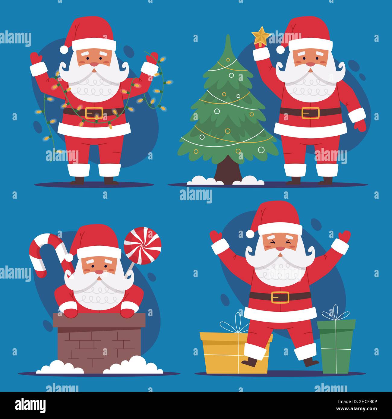 hand drawn flat santa claus characters collection abstract design ...