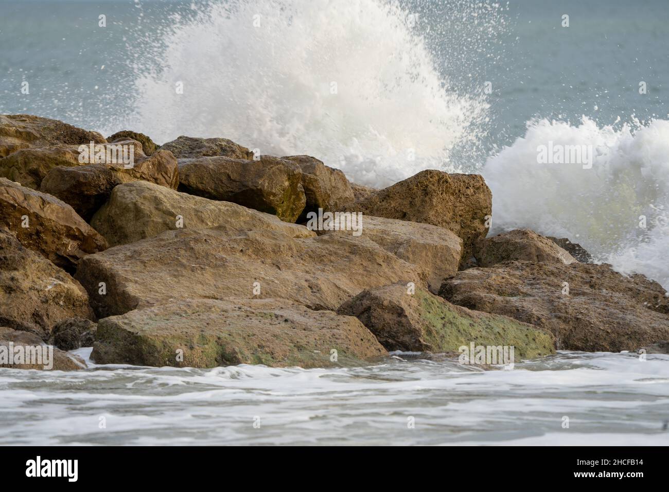 Waves Breaking Sandbanks UK December 2021 Stock Photo - Alamy