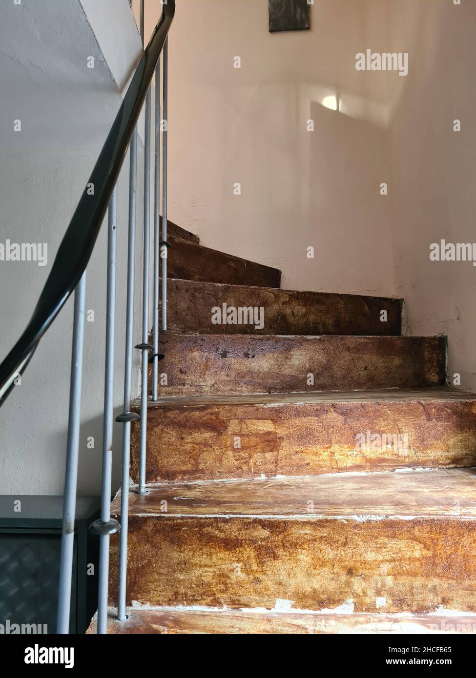 Restore stairs, rebuild with tiles, adjust clinker, lay Stock Photo - Alamy