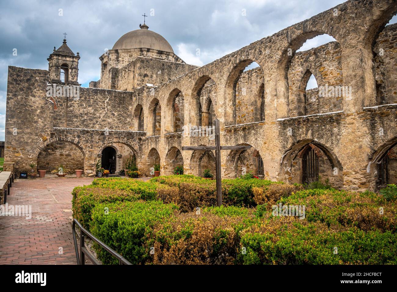 The historic stone architecture of Mission San Jose Stock Photo - Alamy