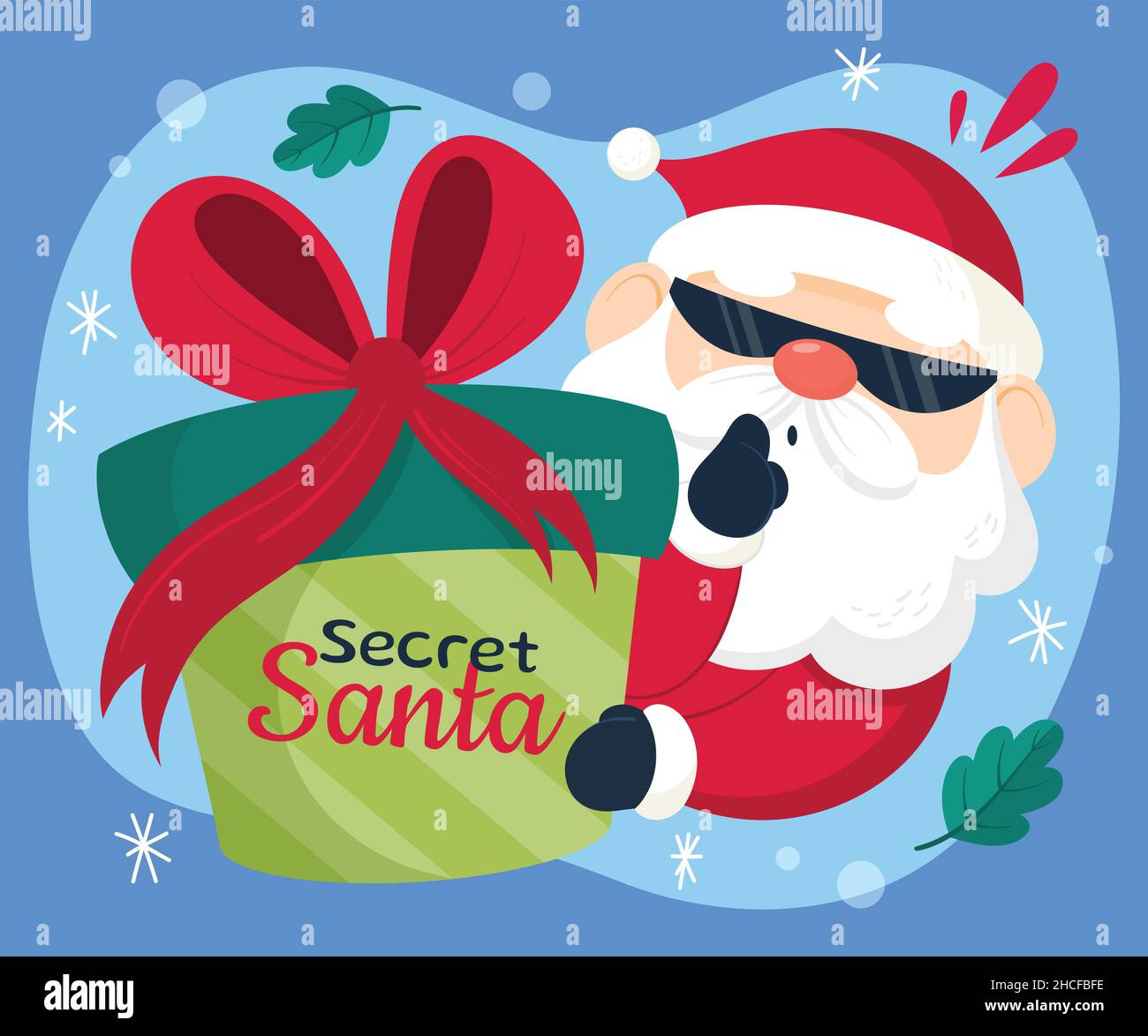 hand drawn flat secret santa abstract design vector illustration Stock ...