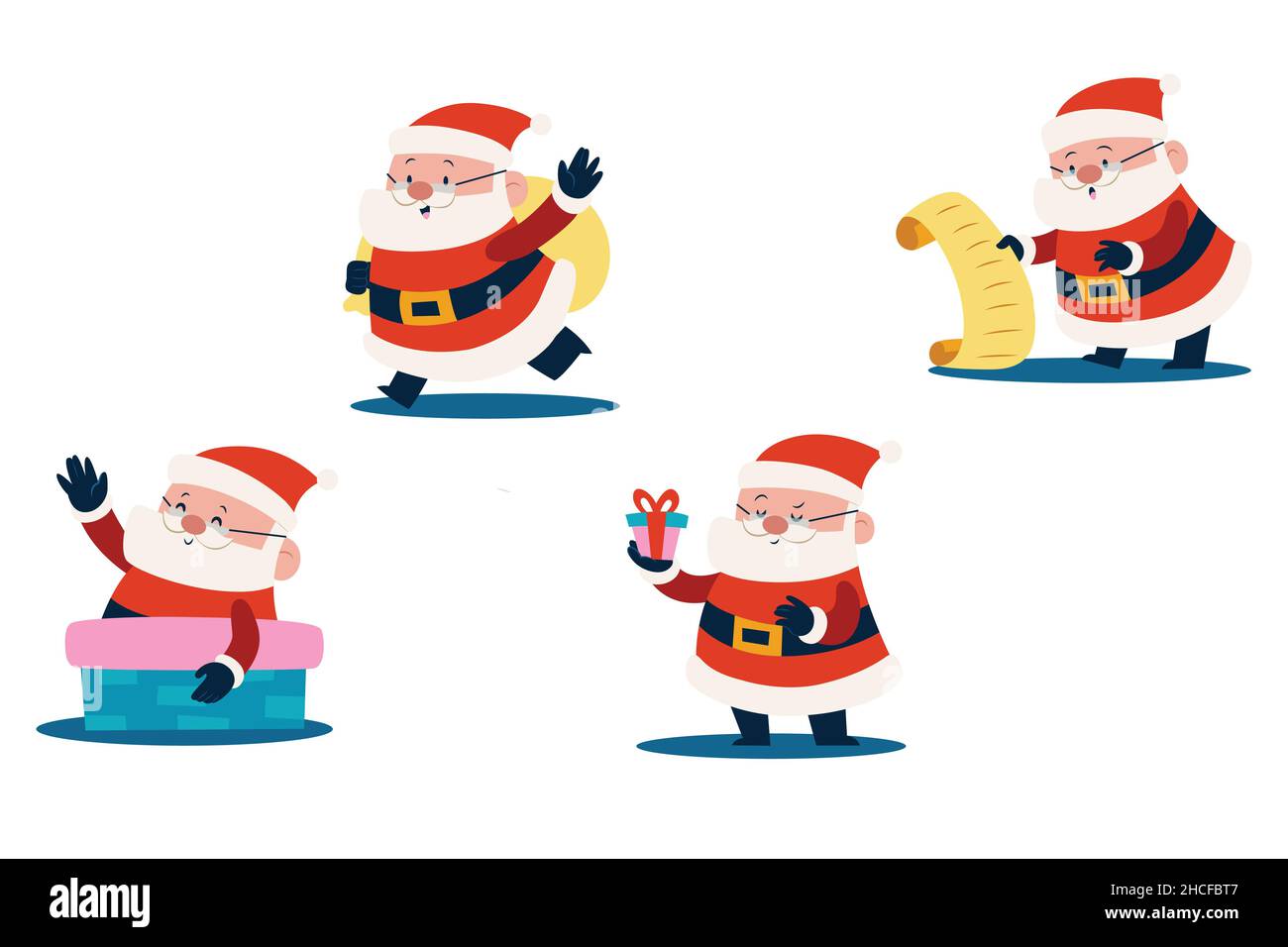hand drawn flat santa claus characters collection abstract design ...