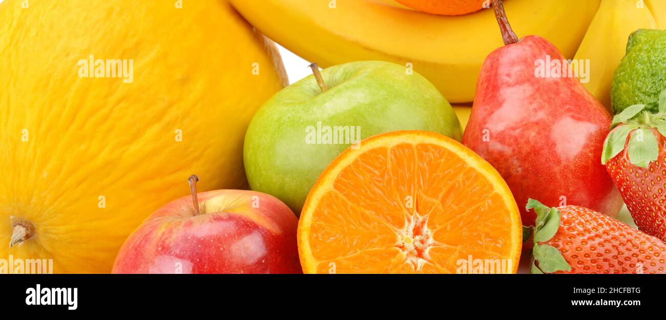 Composition of fruits .Bright background. Wide photo Stock Photo - Alamy