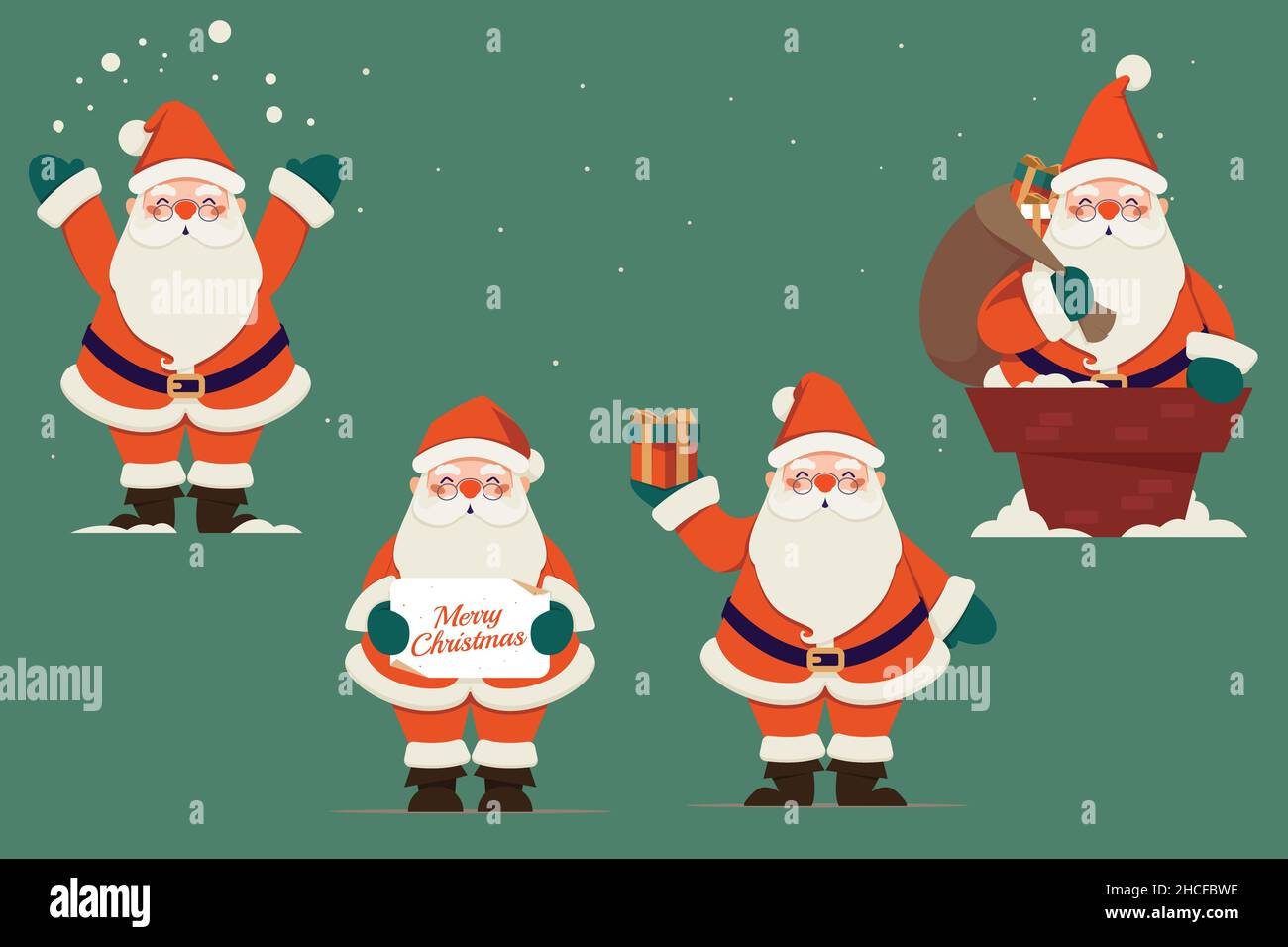 flat santa claus characters collection abstract design vector ...