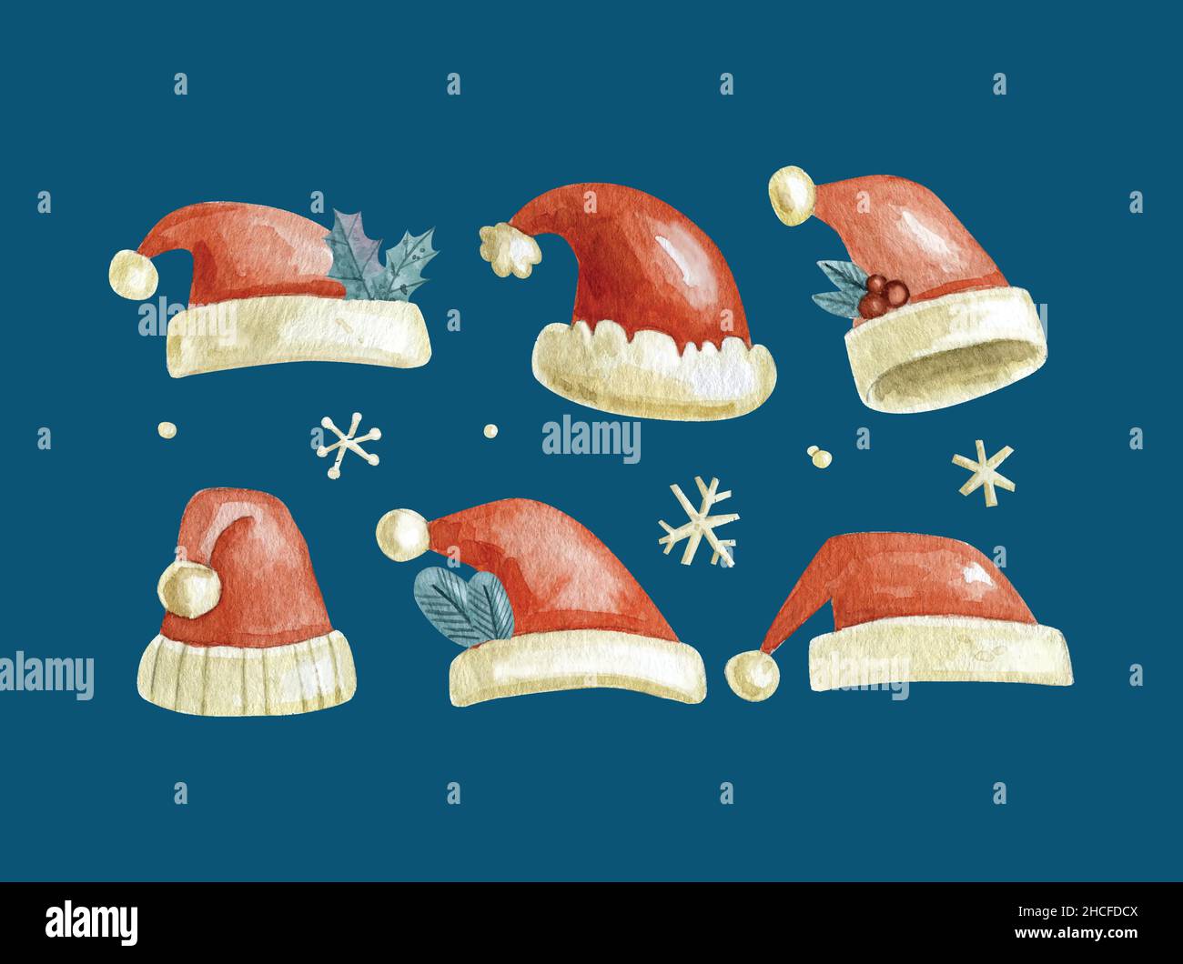 watercolor Santa s hat collection abstract design vector illustration ...