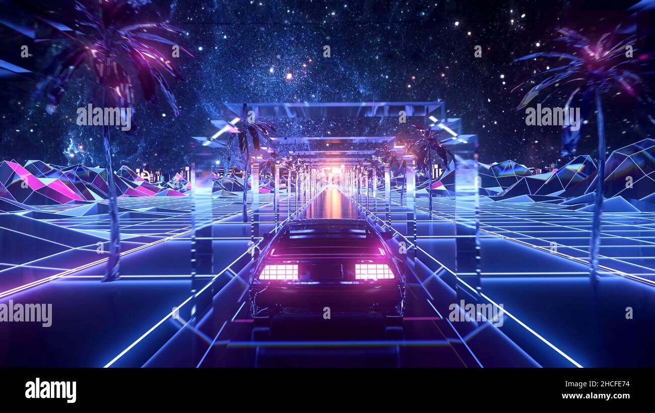 Bright futuristic world of computer space in the style of science ...