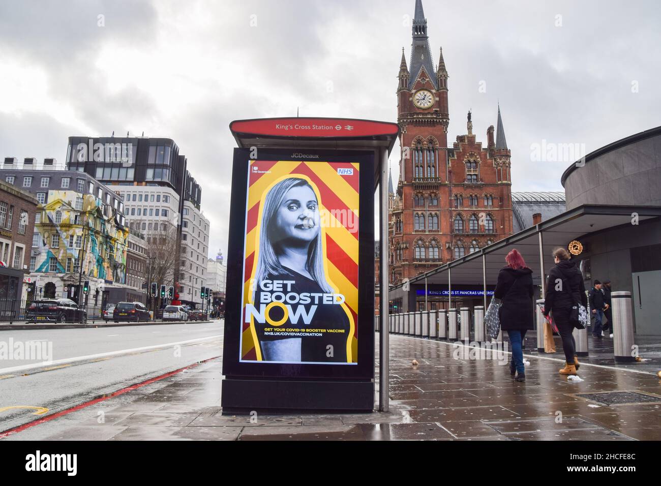 A government advert on a bus stop in King's Cross encourages people to ...