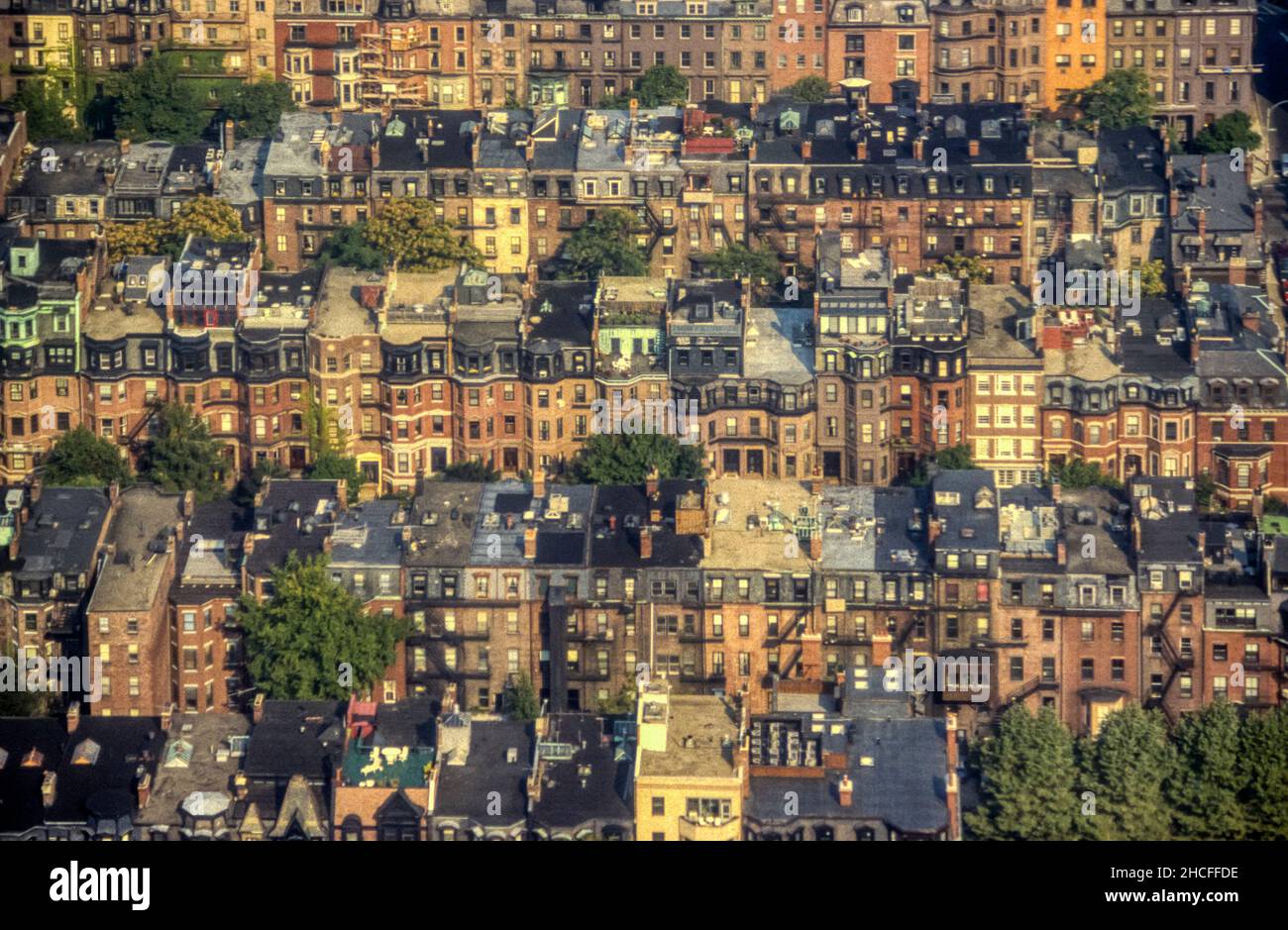 1990 archive image of the Back Bay area of Boston, Massachusetts, seen ...