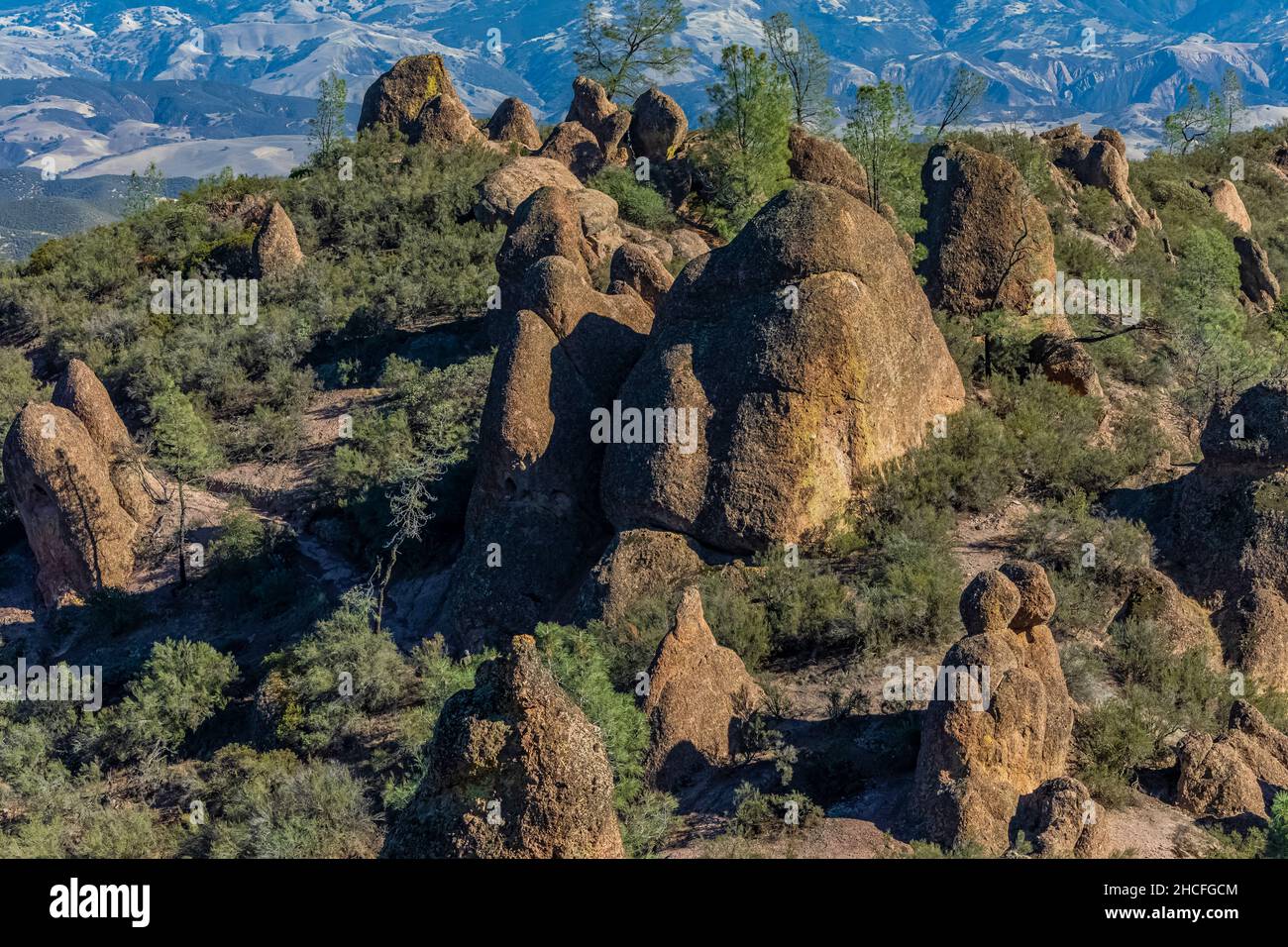 Pinnacles Volcanic Formations, made of eroded volcanic breccia, along ...