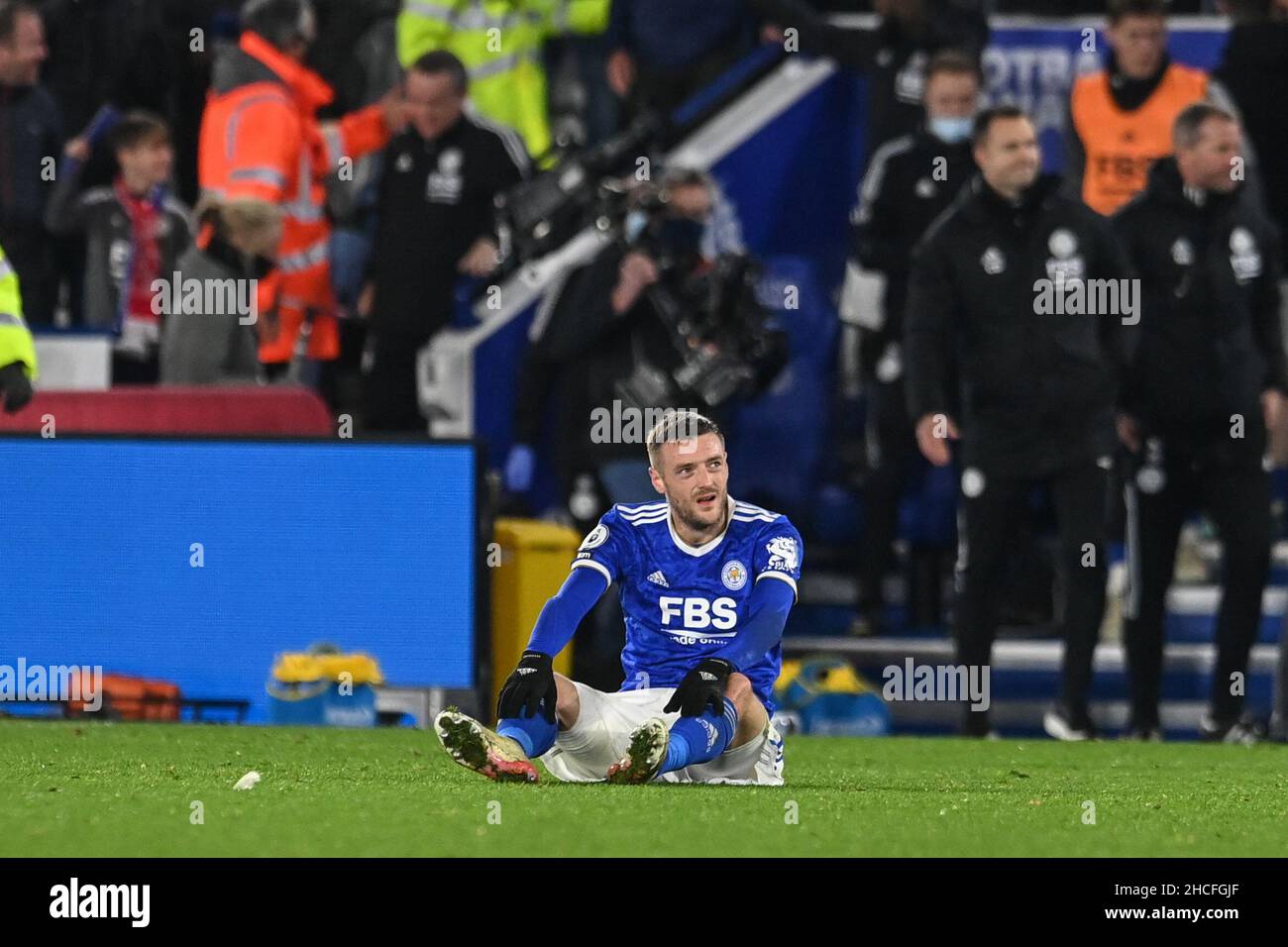 Jamie Vardy #9 of Leicester City after the final whistle Stock Photo ...