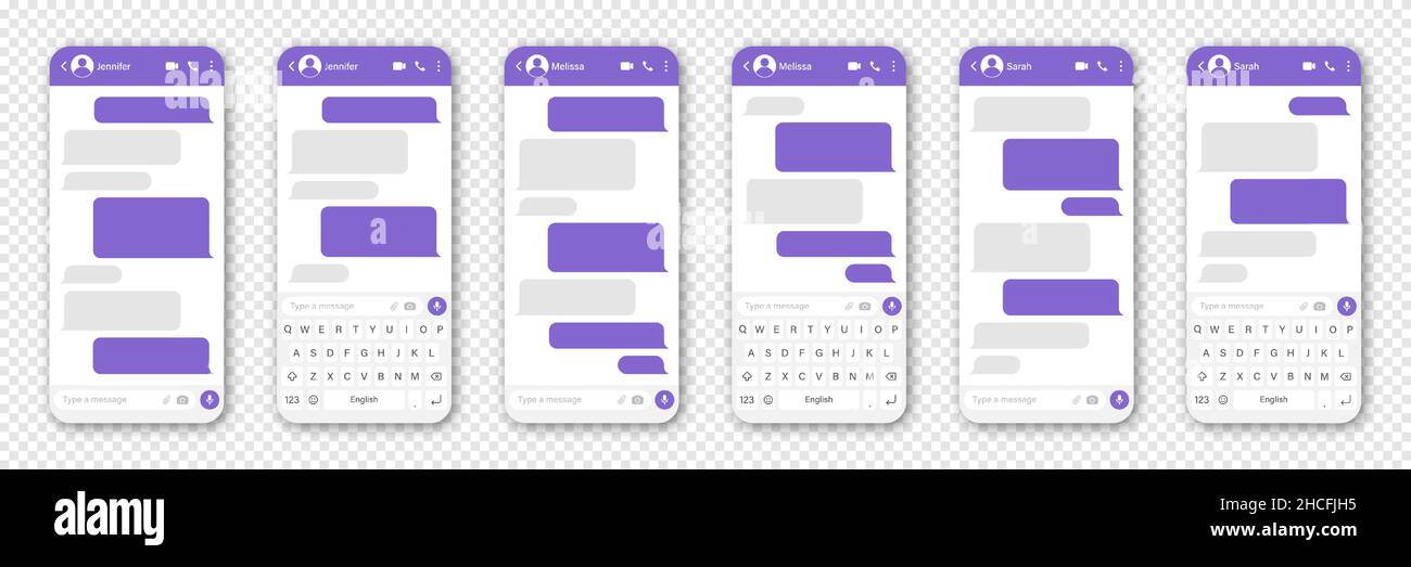 Messaging app design, user interface. Blank SMS text frame ...