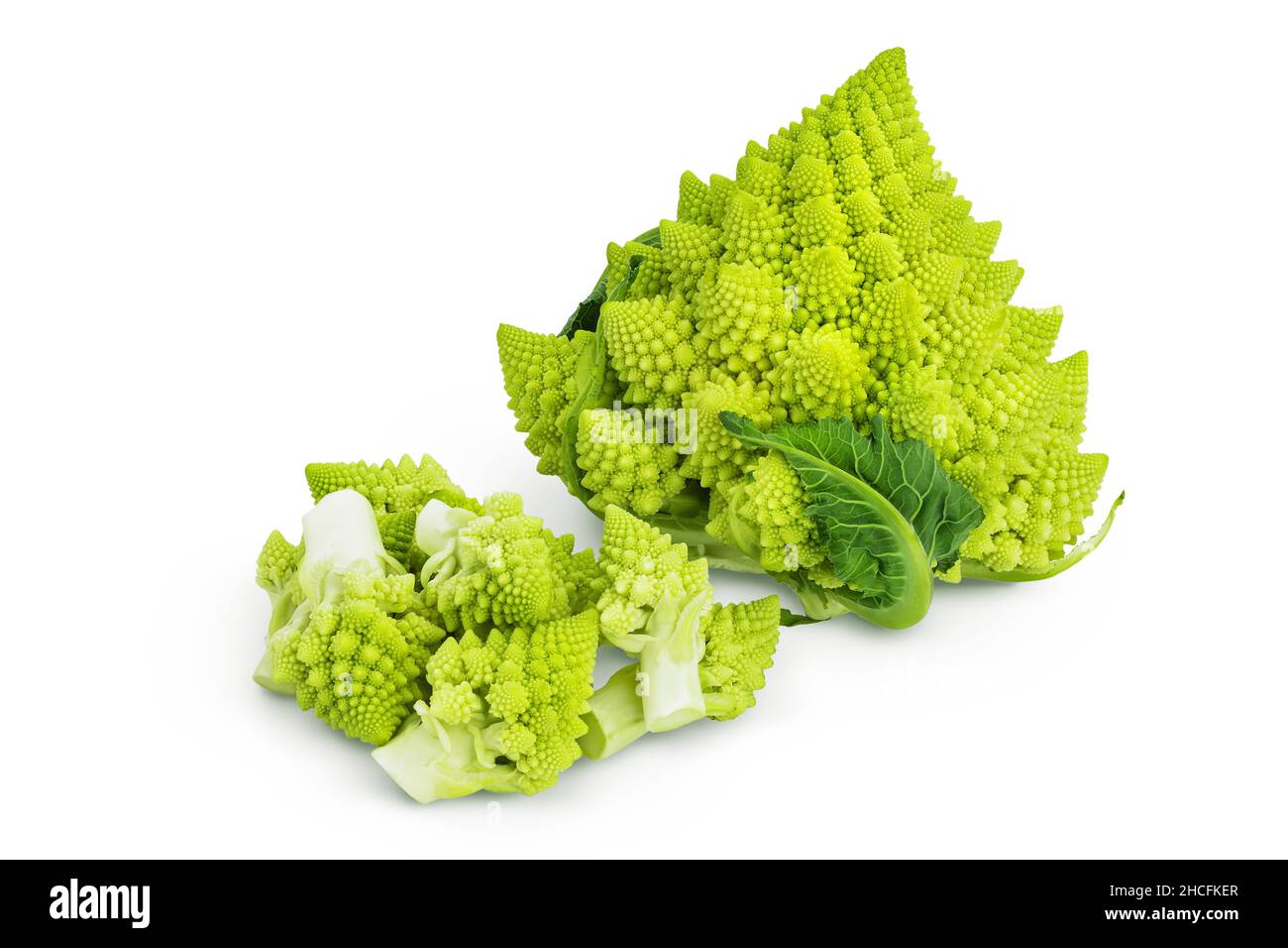 Romanesco broccoli cabbage or Roman Cauliflower isolated on white ...