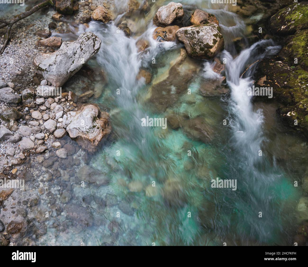 Beautiful scene of waterfalls with water streaming over rocks Stock ...