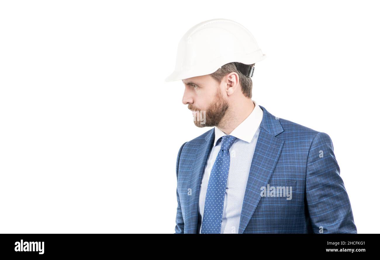 Serious and reliable engineer. Civil engineer isolated on white ...