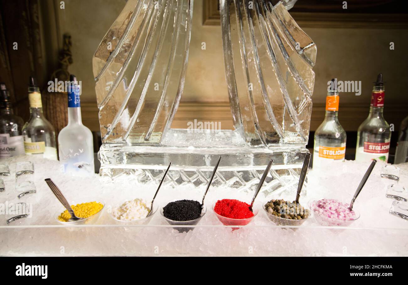 Fancy bar with different bowls of toppings in a country club in New ...