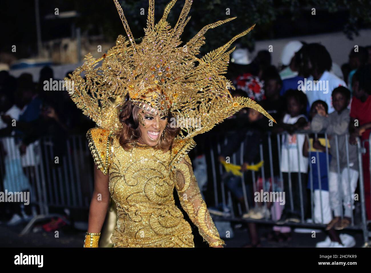 Woman dancing to music in Junkanoo street parade Stock Photo - Alamy