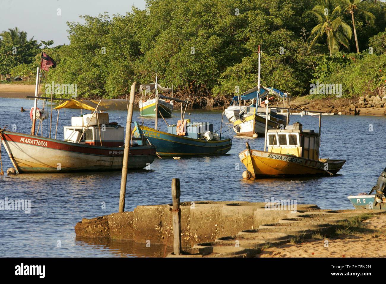 porto seguro, bahia, brazil - february 25, 2011: Fishing boat in the ...