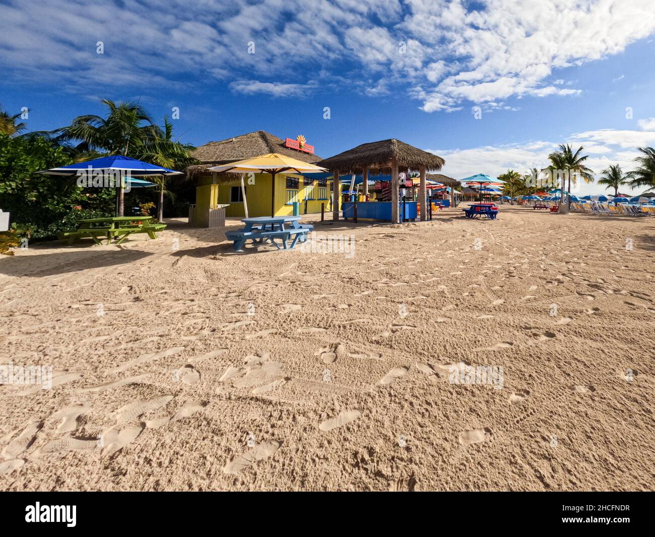 bahamas - December 7, 2021: The beach at Coco Cay which is Royal ...