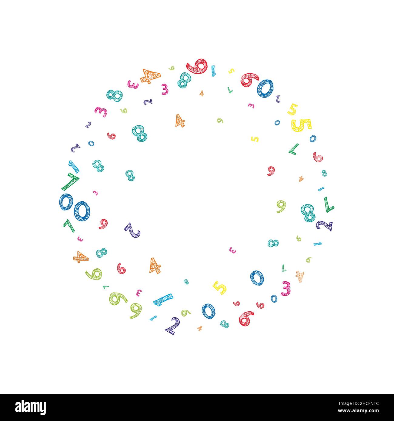 Falling colorful messy numbers. Math study concept with flying digits ...