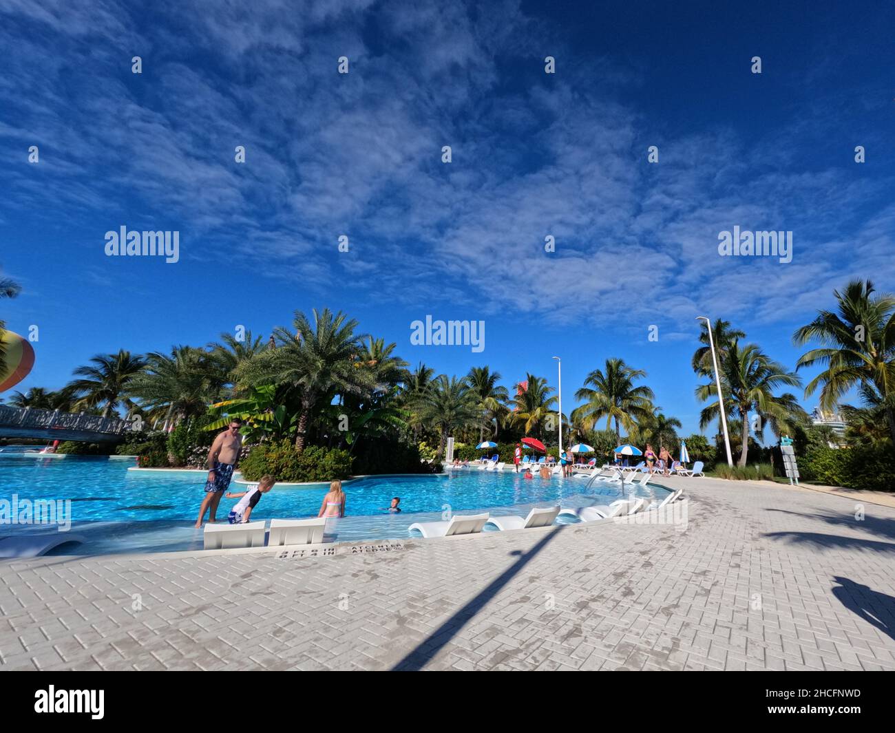 Bahamas - December 7, 2021: The Oasis Pool at Coco Cay which is Royal ...