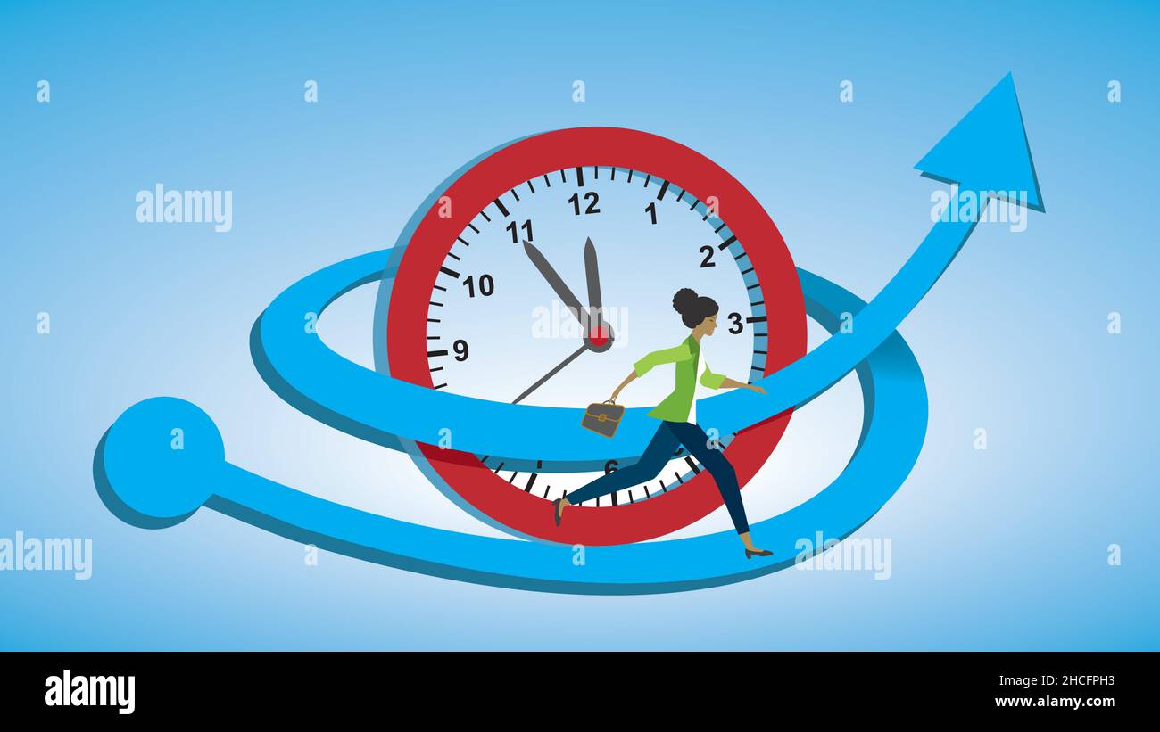 Running to deliver in time. Vector illustration. Dimension 16:9. EPS10 ...