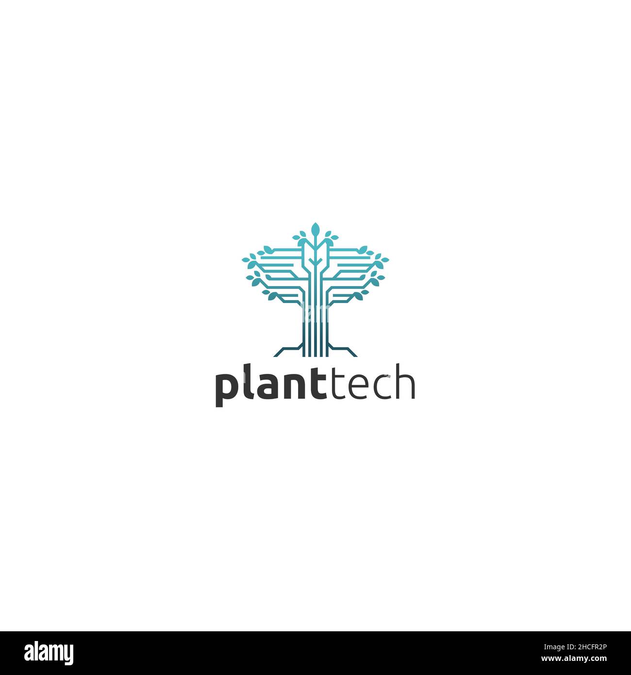 Minimalist flat Plant Tech communicate logo design Stock Vector Image ...